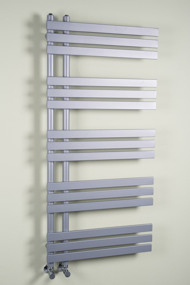 Designer bathroom towel radiator Flat Panel Ladder Style White Grey ...