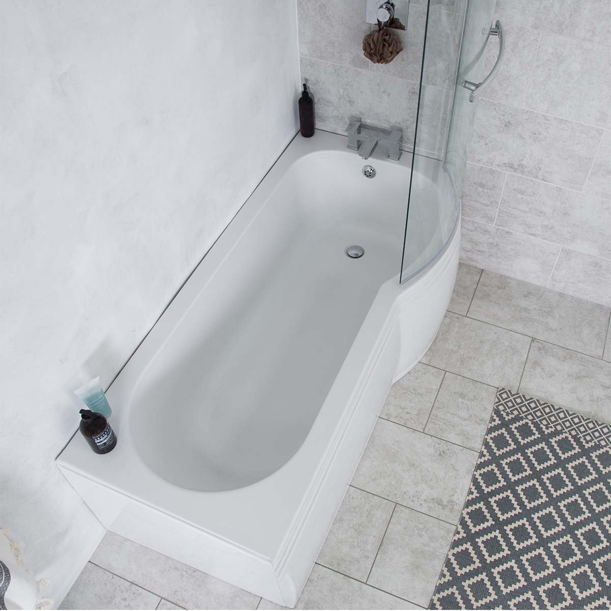 Designer Left Right Hand L P Shaped Shower Bath 1500 1675 1700 with ...