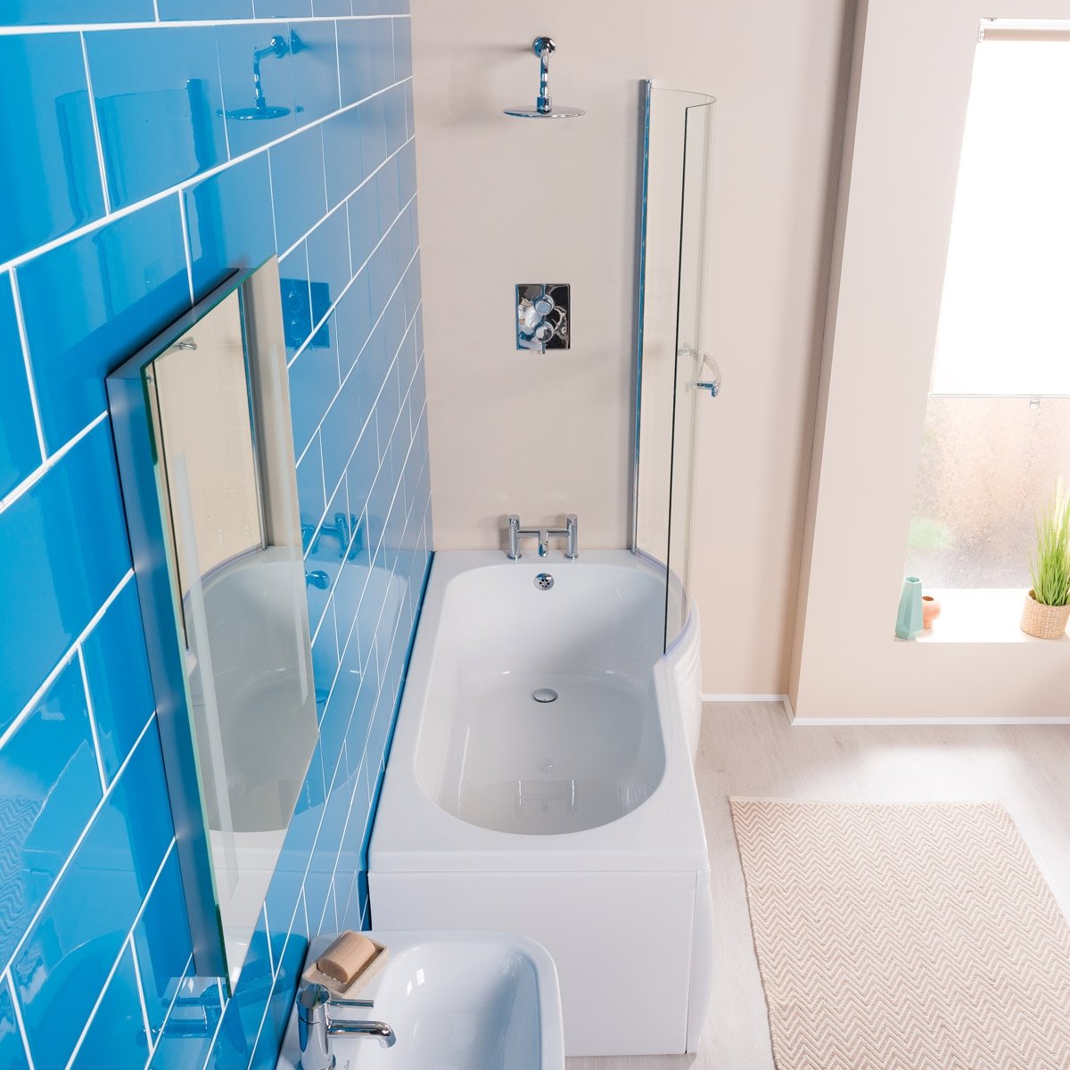 Designer Left Right Hand L P Shaped Shower Bath 1500 1675 1700 with ...