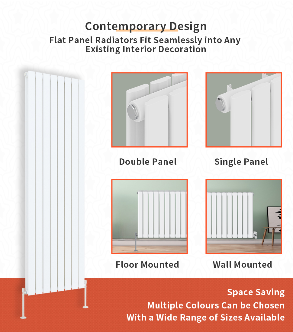 Designer 1800x408 Vertical Flat Double Panel Column Radiator Modern ...