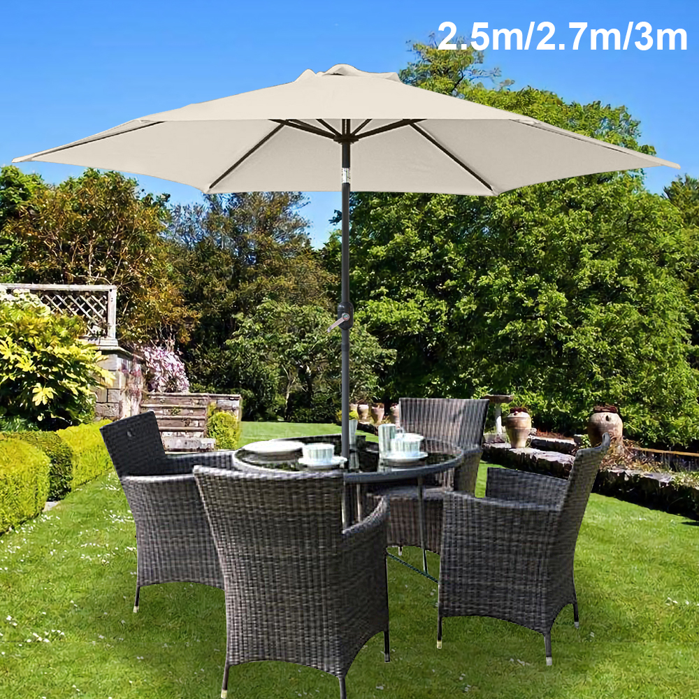 2.5M 2.7M 3M Round Garden Parasol Sun Shade Outdoor Patio Umbrella W ...