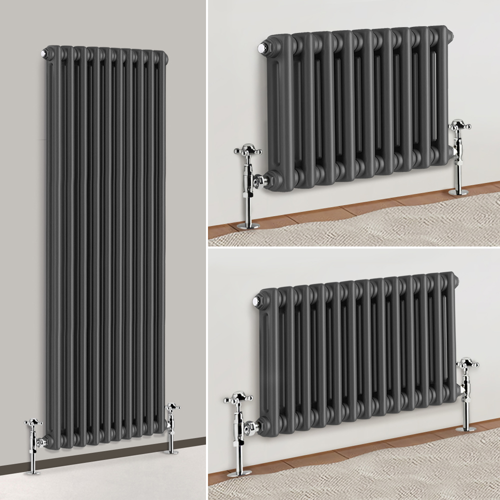 Traditional Cast Iron Style Radiator Anthracite 2 Column Double Vintage ...