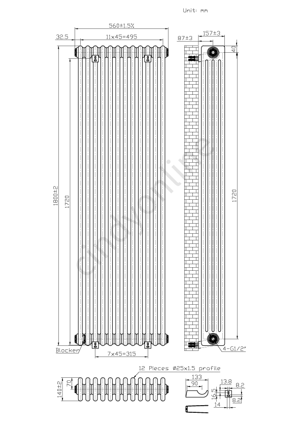 Traditional 4 Column Radiator Cast Iron Style Central Heating Rads ...
