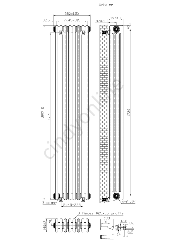 Traditional 4 Column Radiator Cast Iron Style Central Heating Rads ...