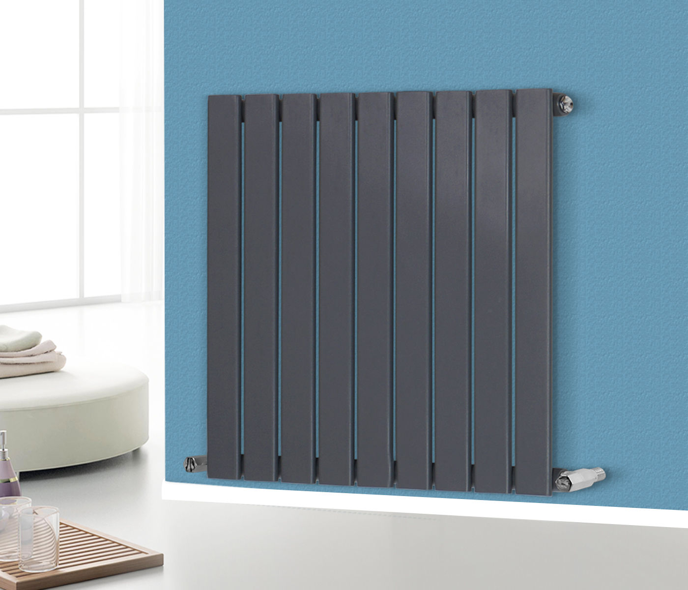Horizontal Designer Bathroom Flat Panel Radiator White Anthracite Black ...