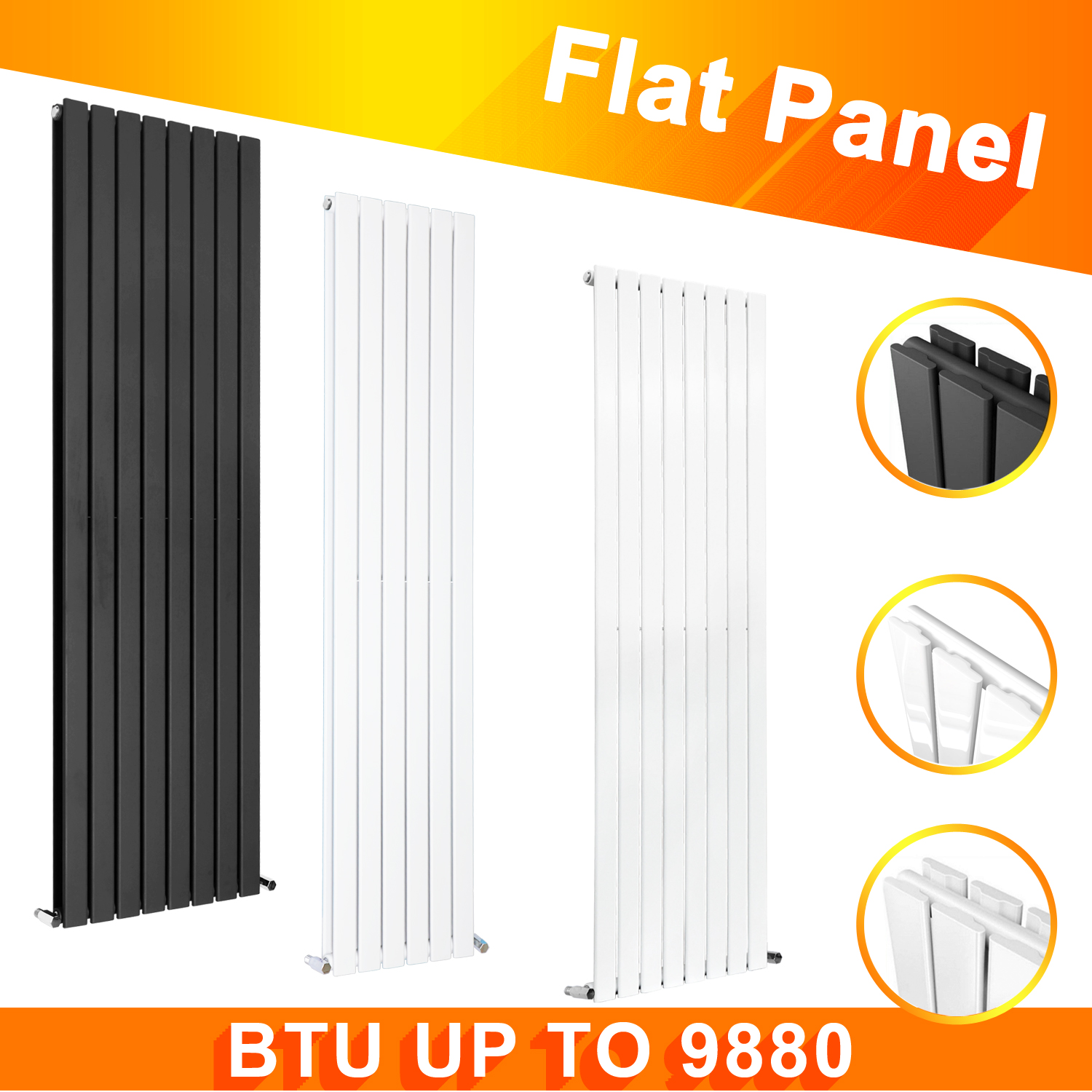 Vertical Designer Flat Panel Radiator Tall Upright Bathroom Central ...