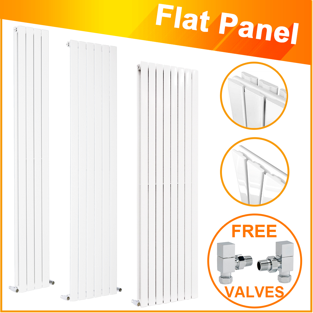 Vertical Designer Radiator Tall Upright Flat Panel Gloss White With ...