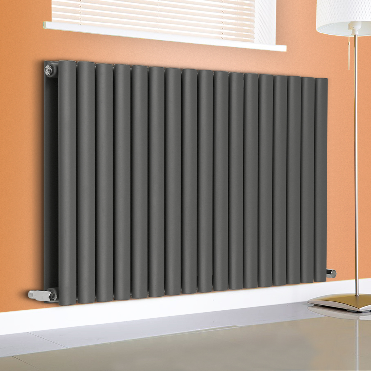 Anthracite Designer Oval Column Panel Radiators Central Heating Single ...