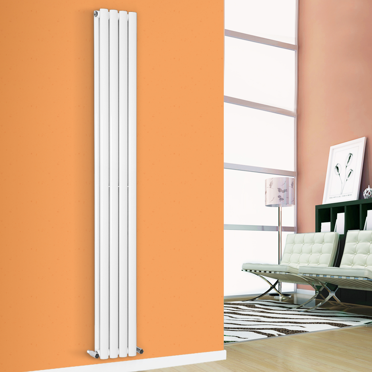 Designer White Radiator Horizontal Vertical Flat Panel Oval Column ...