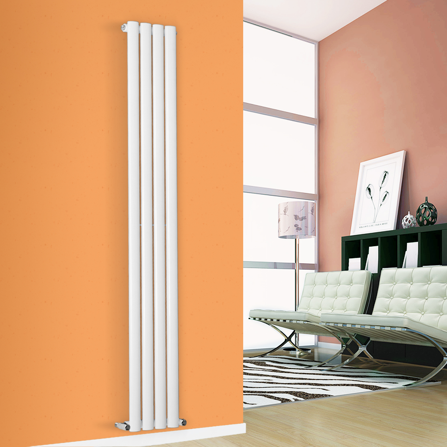 Designer White Radiator Horizontal Vertical Flat Panel Oval Column ...