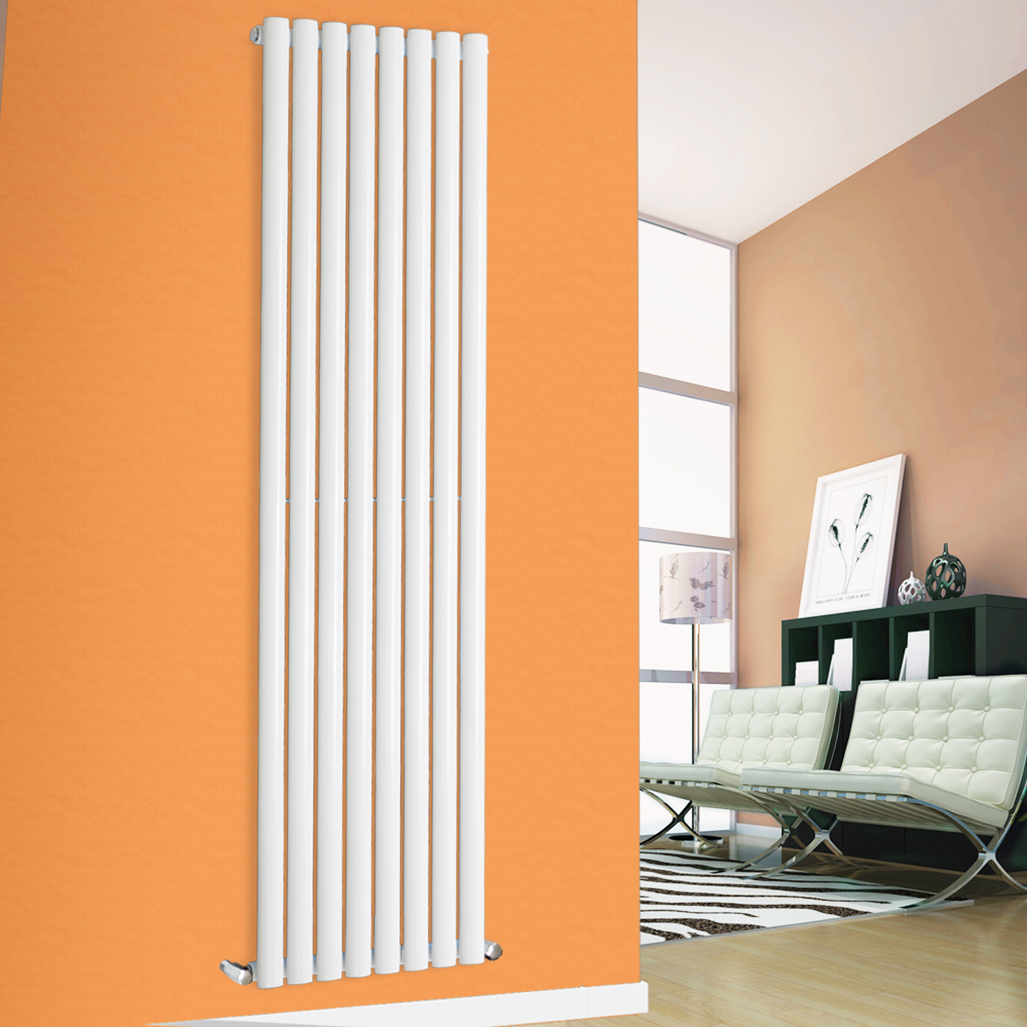 Designer White Radiator Horizontal Vertical Flat Panel Oval Column ...
