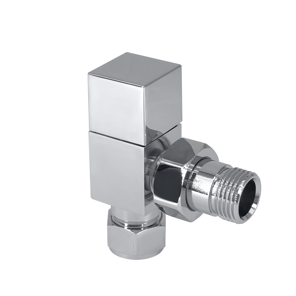 Angled Square Head Chrome Towel Rail Designer Radiator Valves 1 Pair ...