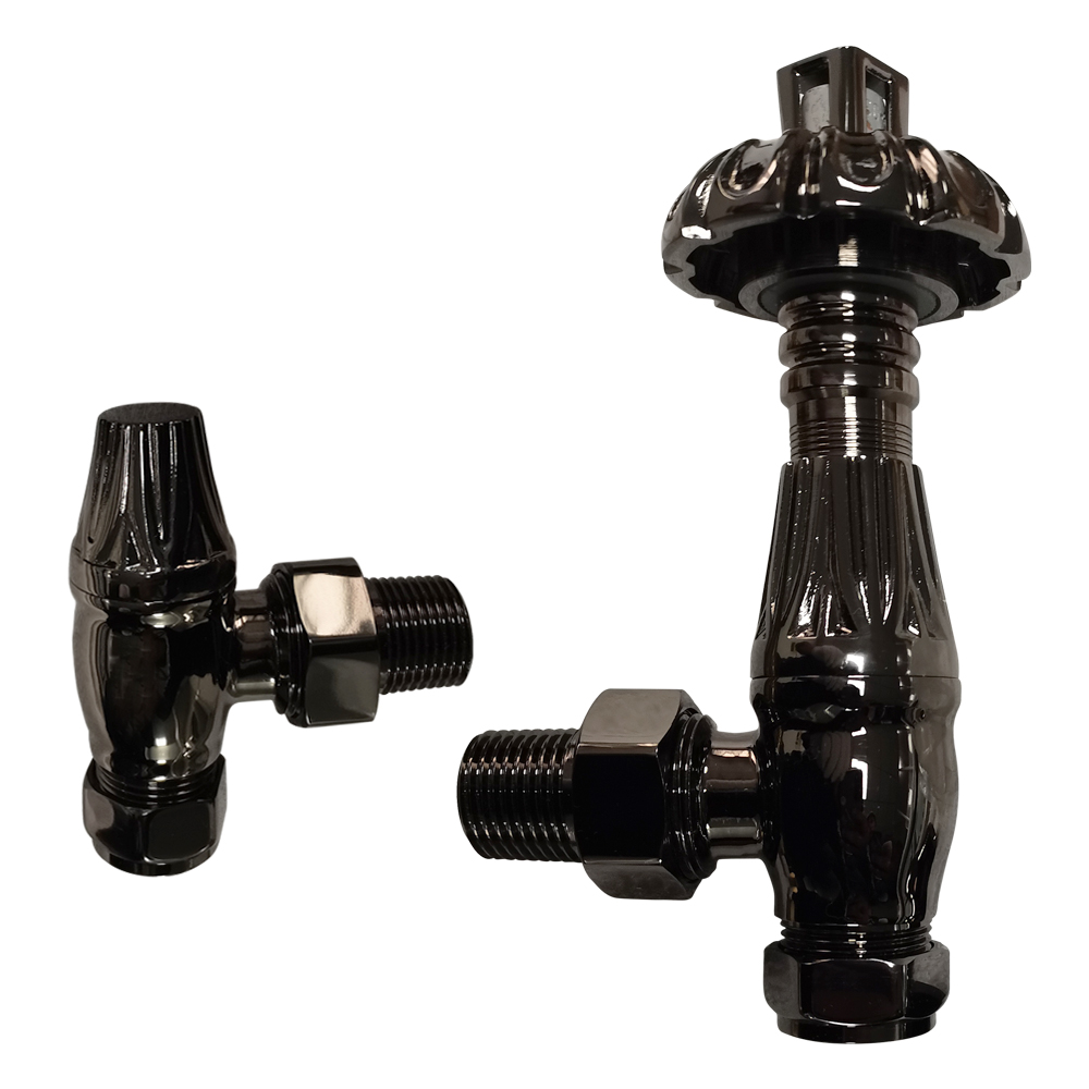 Thermostatic Manual Angled Radiator Valves Traditional Brass Pipes and ...
