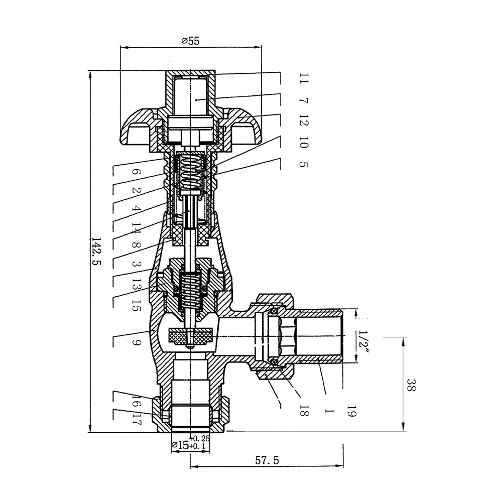 Thermostatic Manual Angled Radiator Valves Traditional Brass Pipes and ...