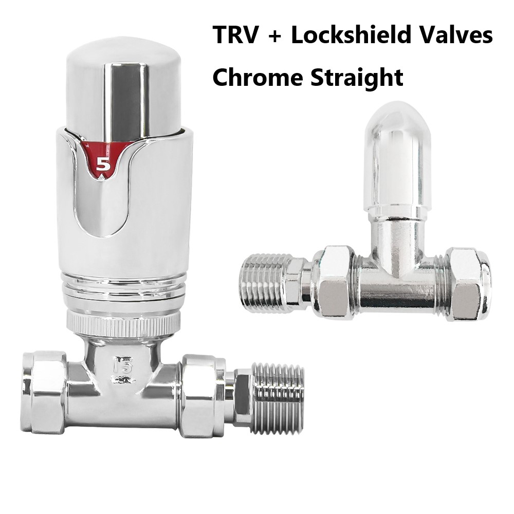 Thermostatic TRV Manual Lockshield Radiator Valves Angled/Straight ...