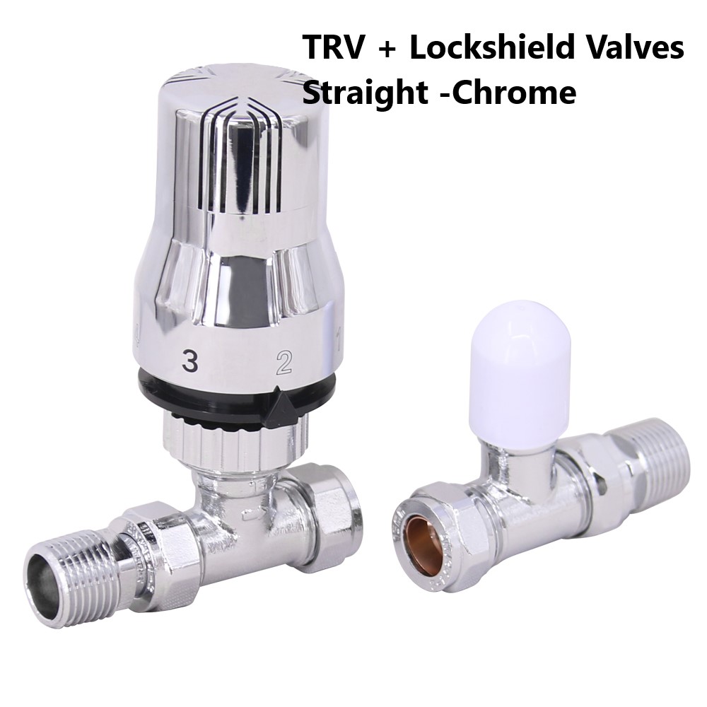 Thermostatic TRV Manual Lockshield Radiator Valves Angled/Straight ...