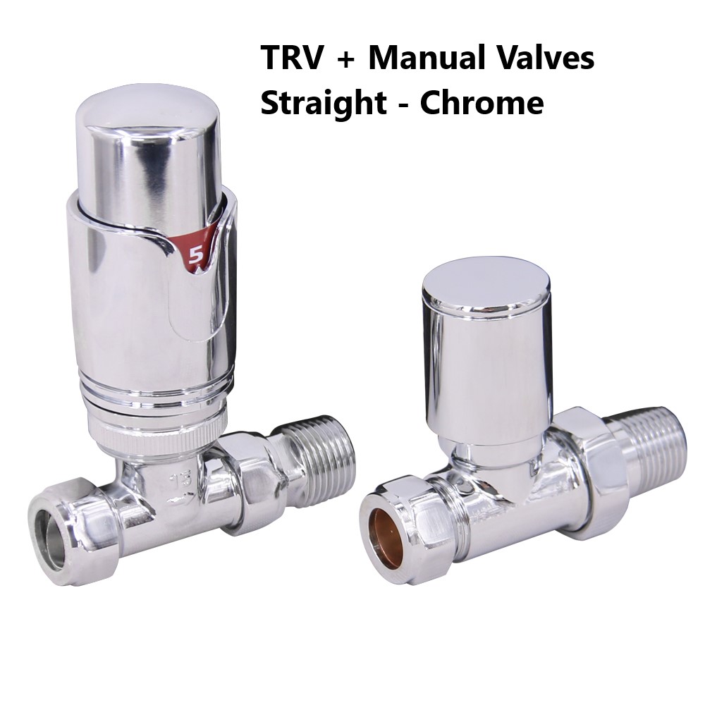 Thermostatic TRV Manual Lockshield Radiator Valves Angled/Straight ...