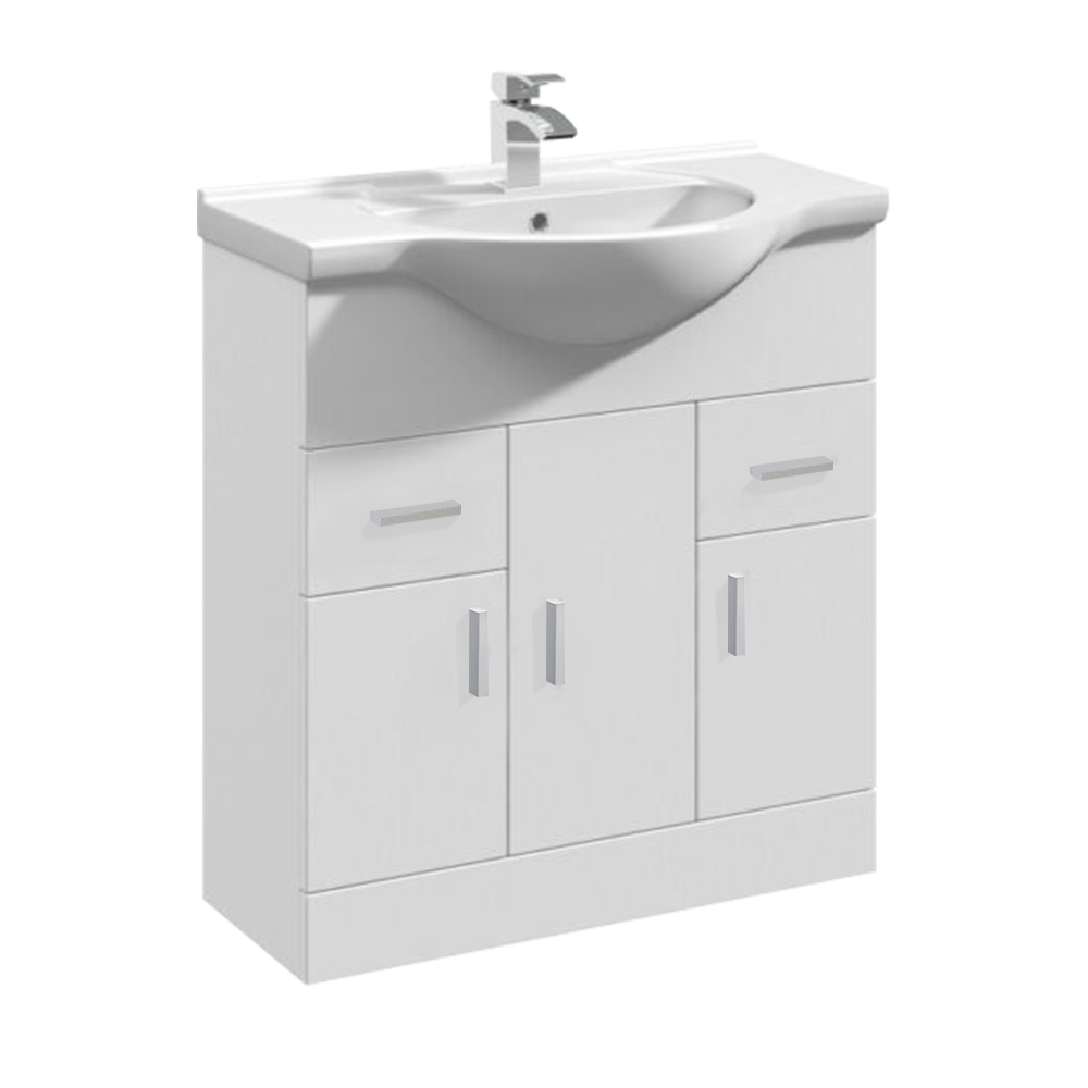 Bathroom Vanity Unit Cloakroom Basin Sink Storage Mirror Cabniet Tall ...