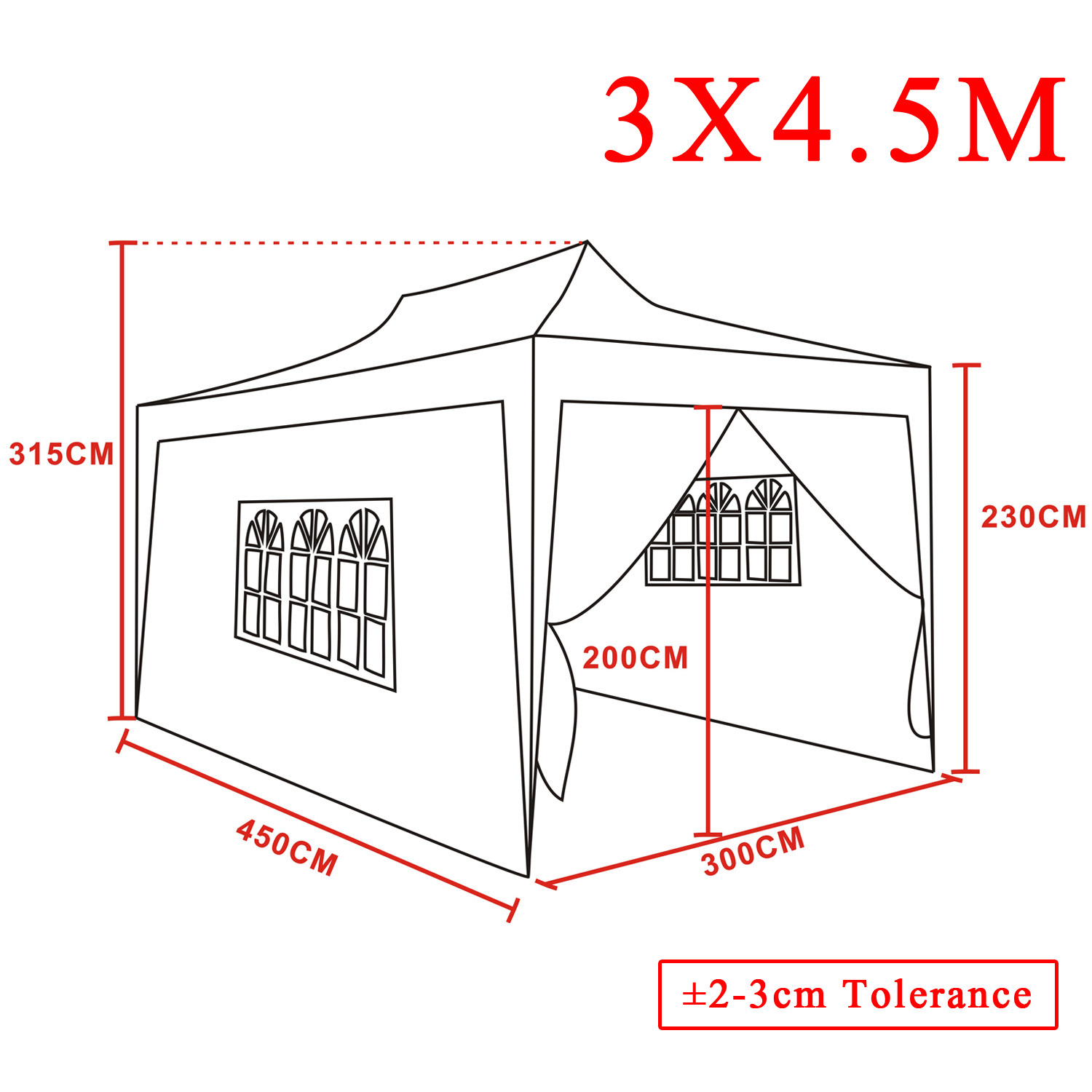 Gazebo Pop Up Marquee or Tent Panels Awning Outdoor Party Black 5 Sizes ...