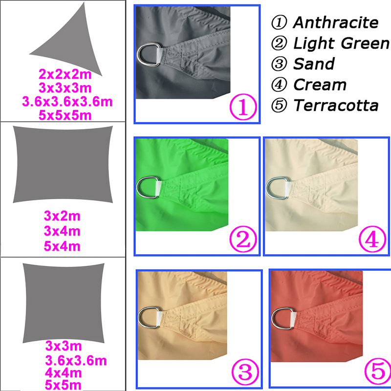 Sun Shade Sail Garden Patio Sunscreen Awning Canopy Screen 98% UV Block ...