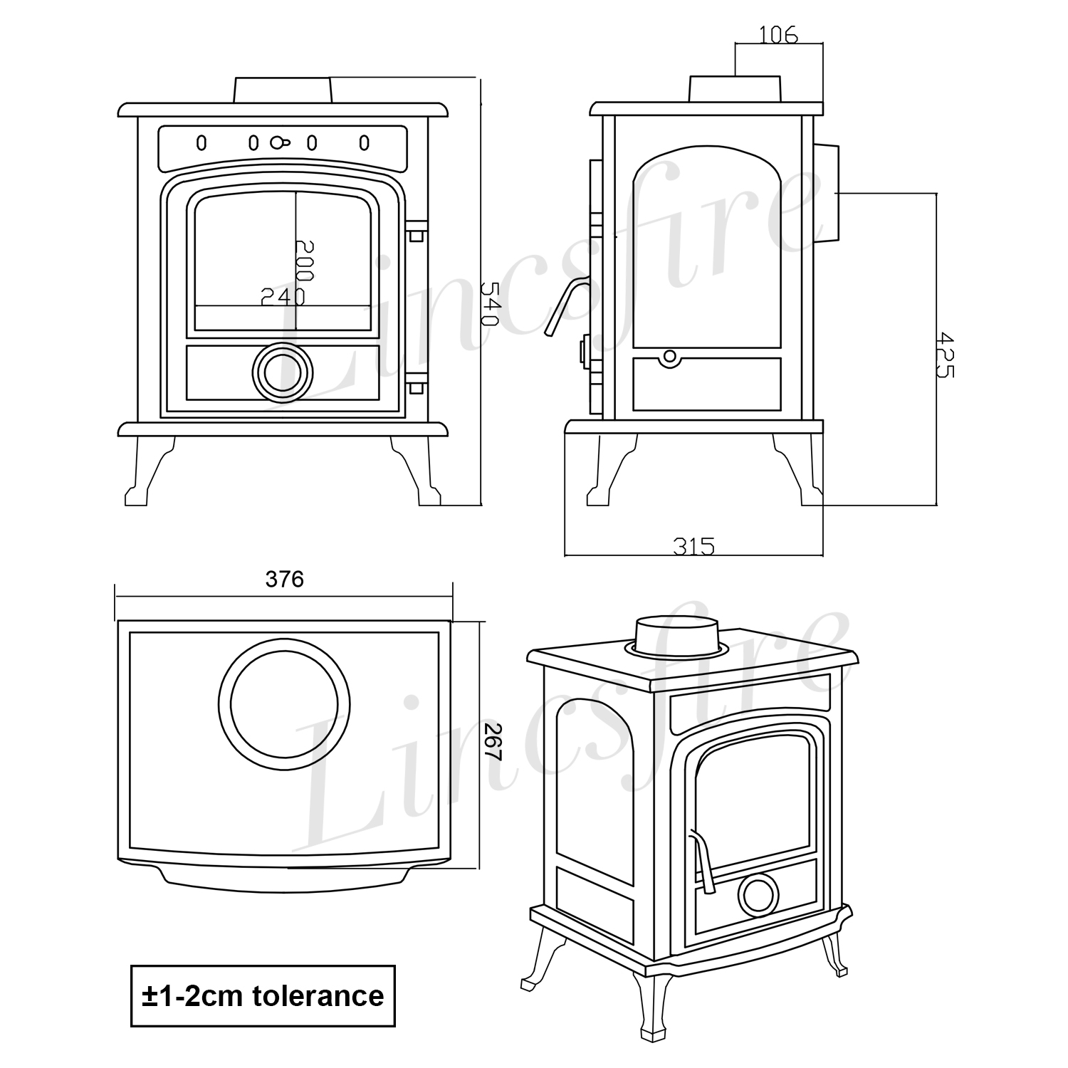 4.5KW Woodburning Stove High Efficient Cast Iron Log Burner Multifuel ...