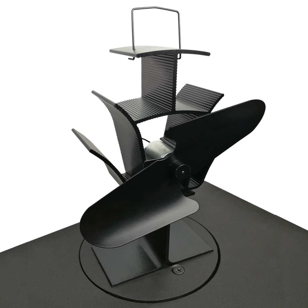 Heat Powered Wood Burning Log Fire Burner Stove Top Fan 2 Blade 3 Blade ...