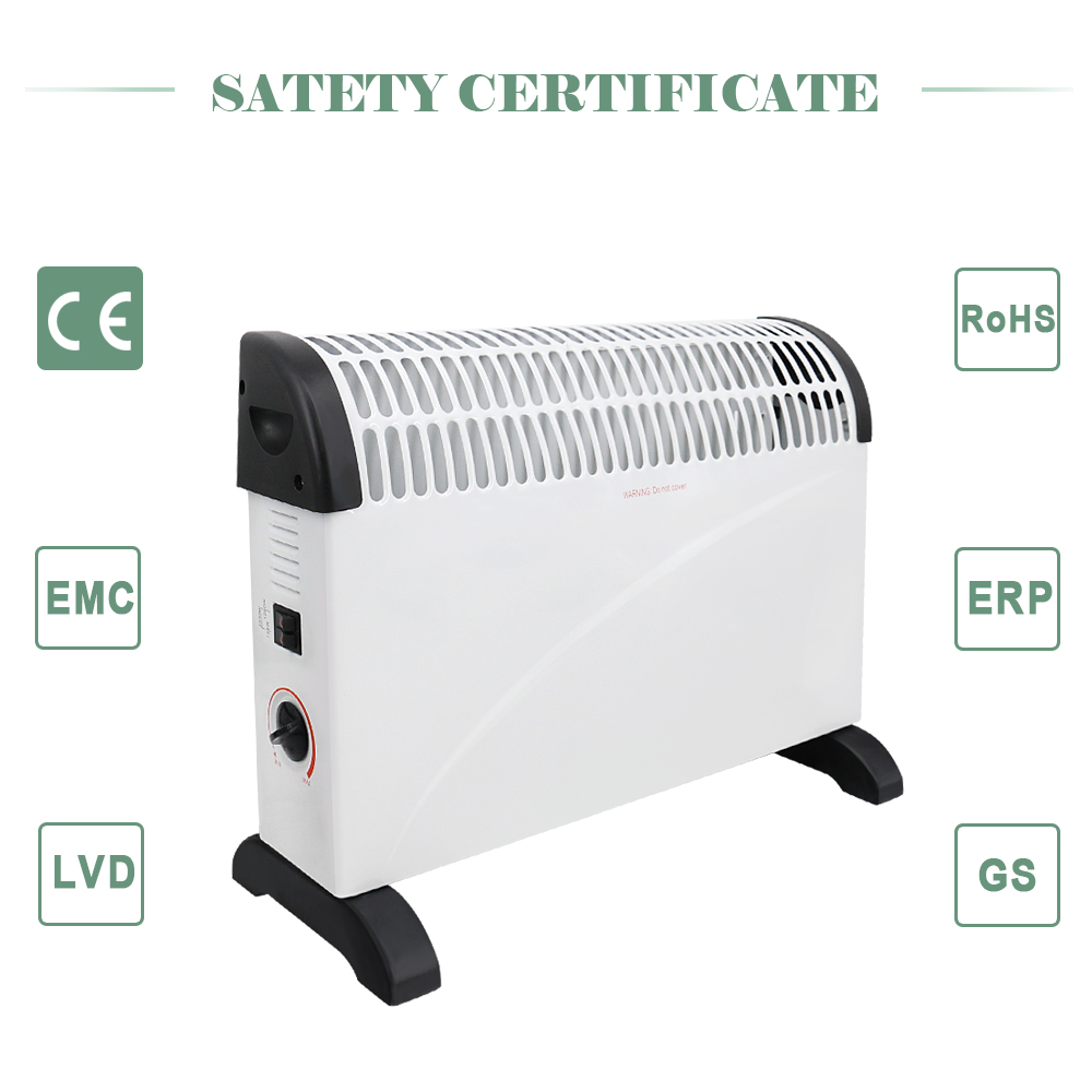 2KW White Free Standing Convector Portable Electric Heater with 3 Heat ...