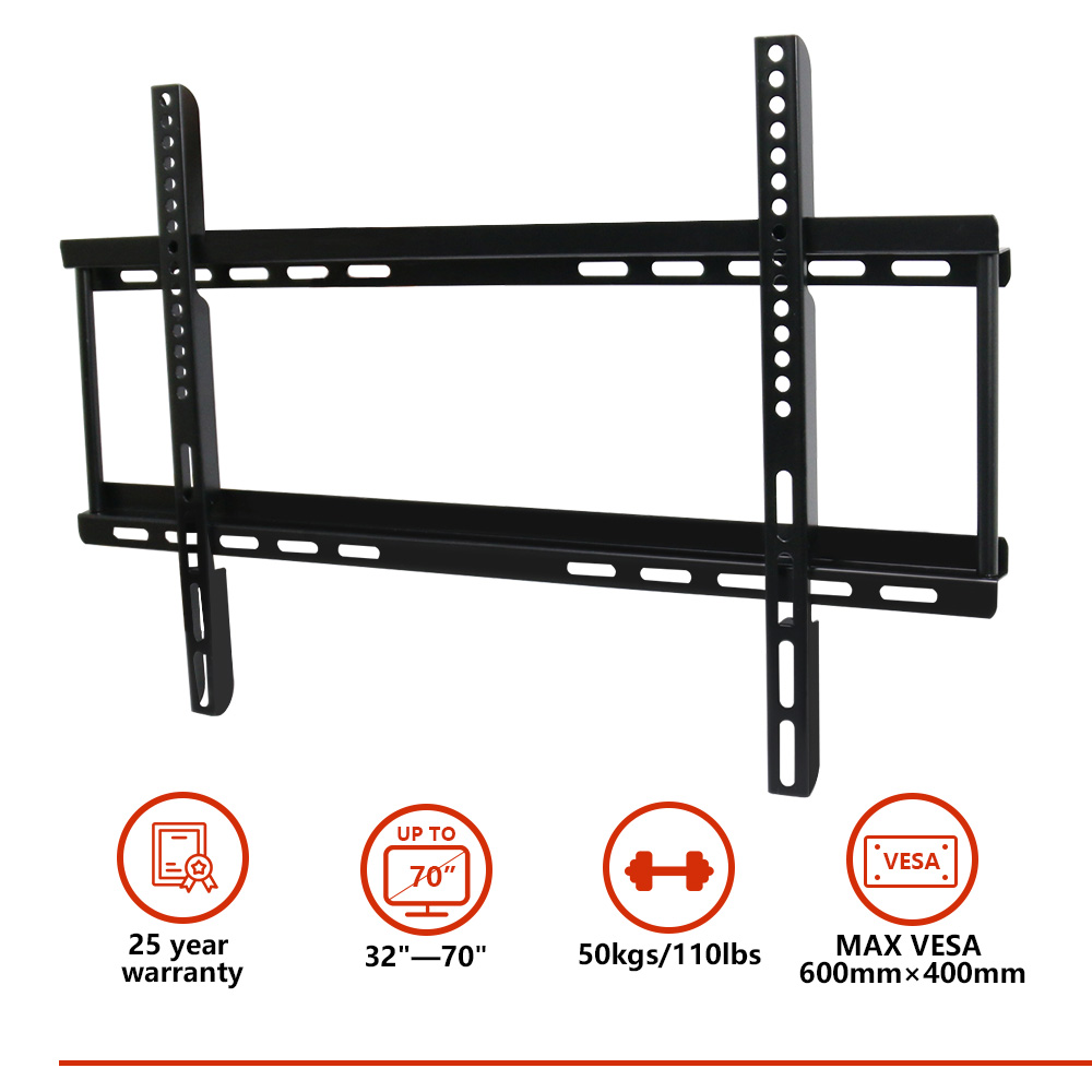 32"-70" Fixed TV Wall Mount Bracket with Ultra Slim Design and Spirit ...