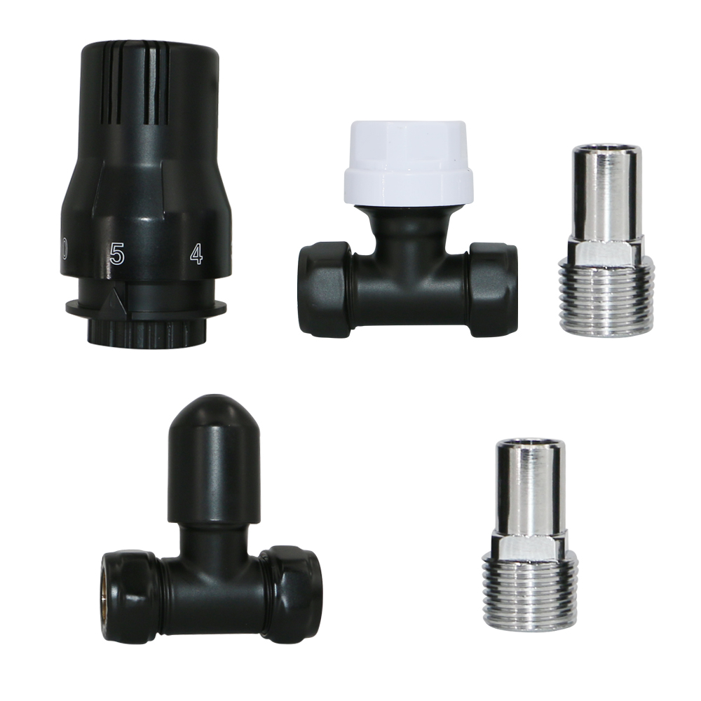 Thermostatic TRV Manual Radiator Tower Rail Valves 1/2" x 15mm Straight ...