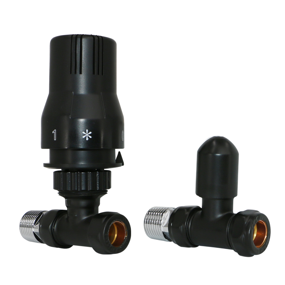 Thermostatic TRV Manual Radiator Tower Rail Valves 1/2" x 15mm Straight ...