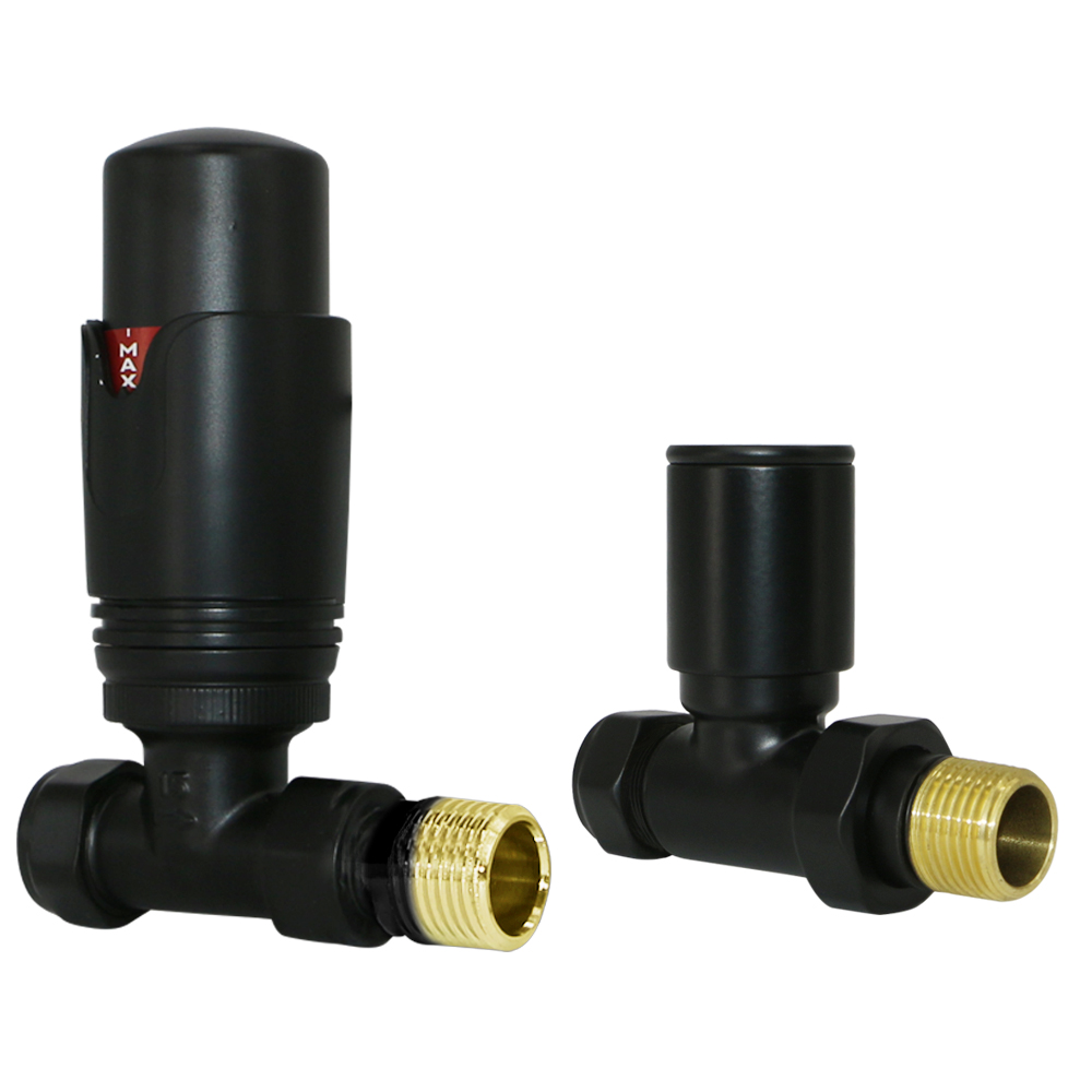 Thermostatic TRV Manual Radiator Tower Rail Valves 1/2" x 15mm Straight ...