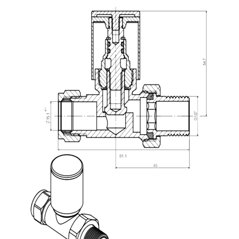 Thermostatic TRV Manual Radiator Tower Rail Valves 1/2" x 15mm Straight ...