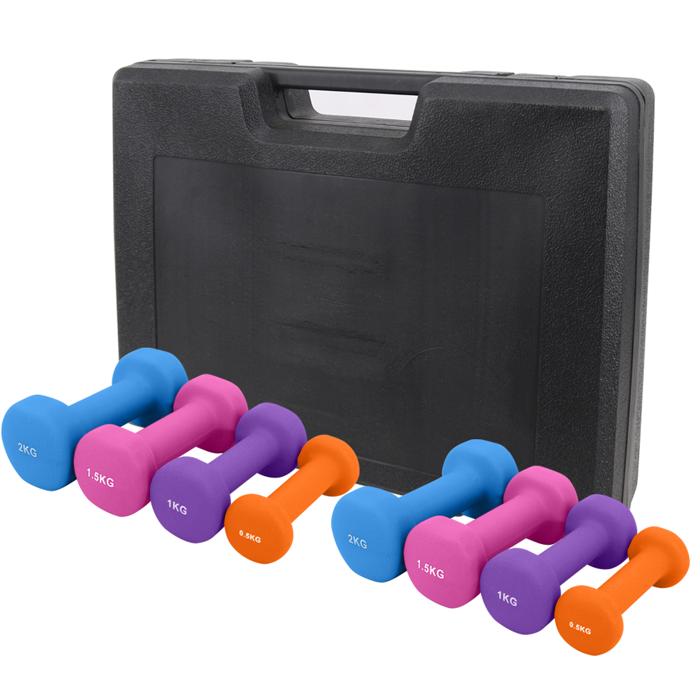 10kg Neoprene Hex Dumbbells Set Cast Iron Weights Kit Ladies Aerobics ...