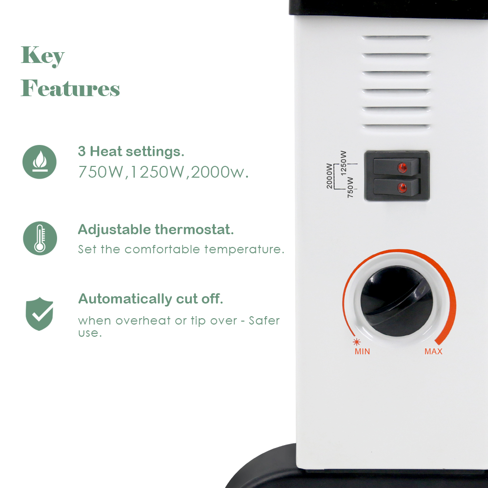 Free Standing Convector Heater 2000W Electric 3 Adjustable Heat ...