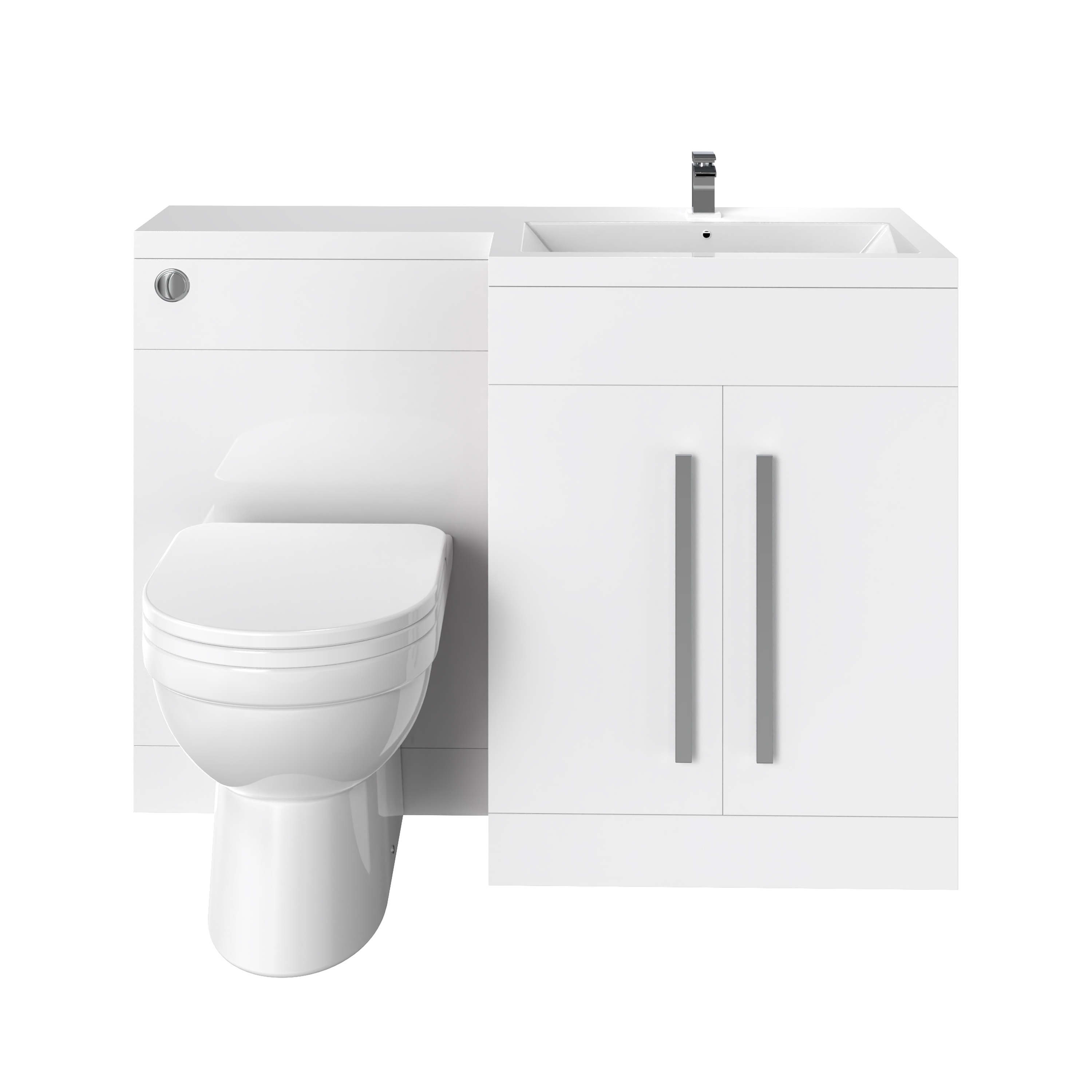 L-Shape Vanity Unit LH/RH Basin Sink Back to Wall Toilet Bathroom Tall ...