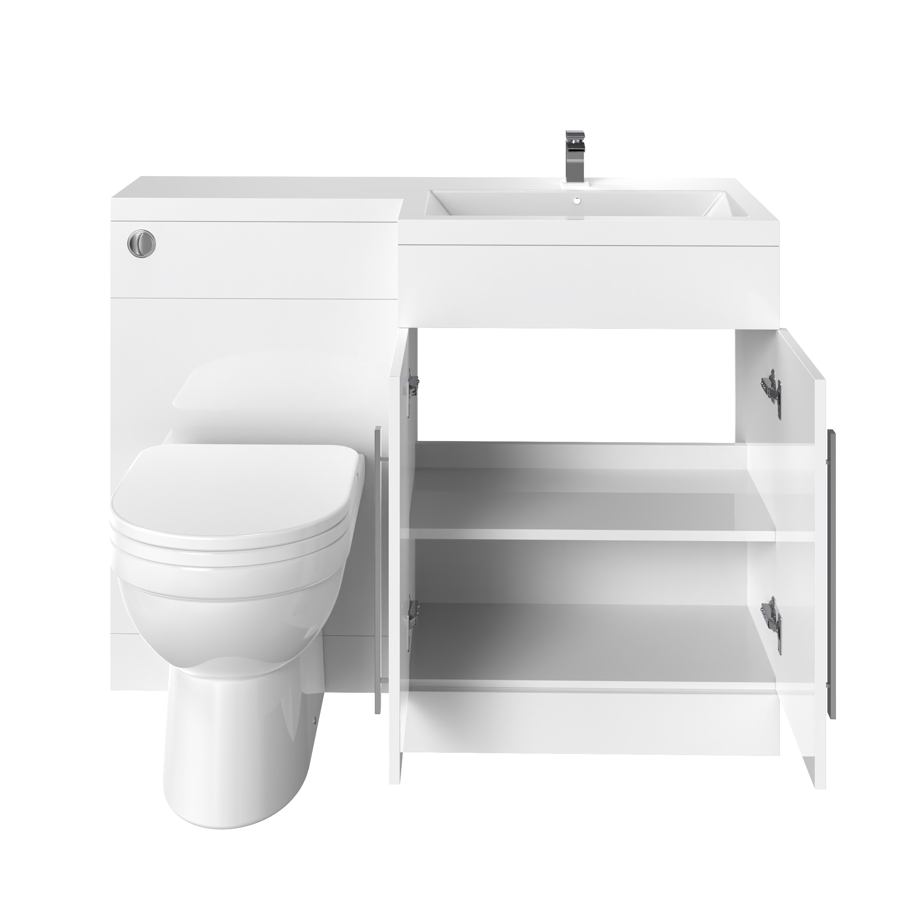 L-Shape Vanity Unit LH/RH Basin Sink Back to Wall Toilet Bathroom Tall ...