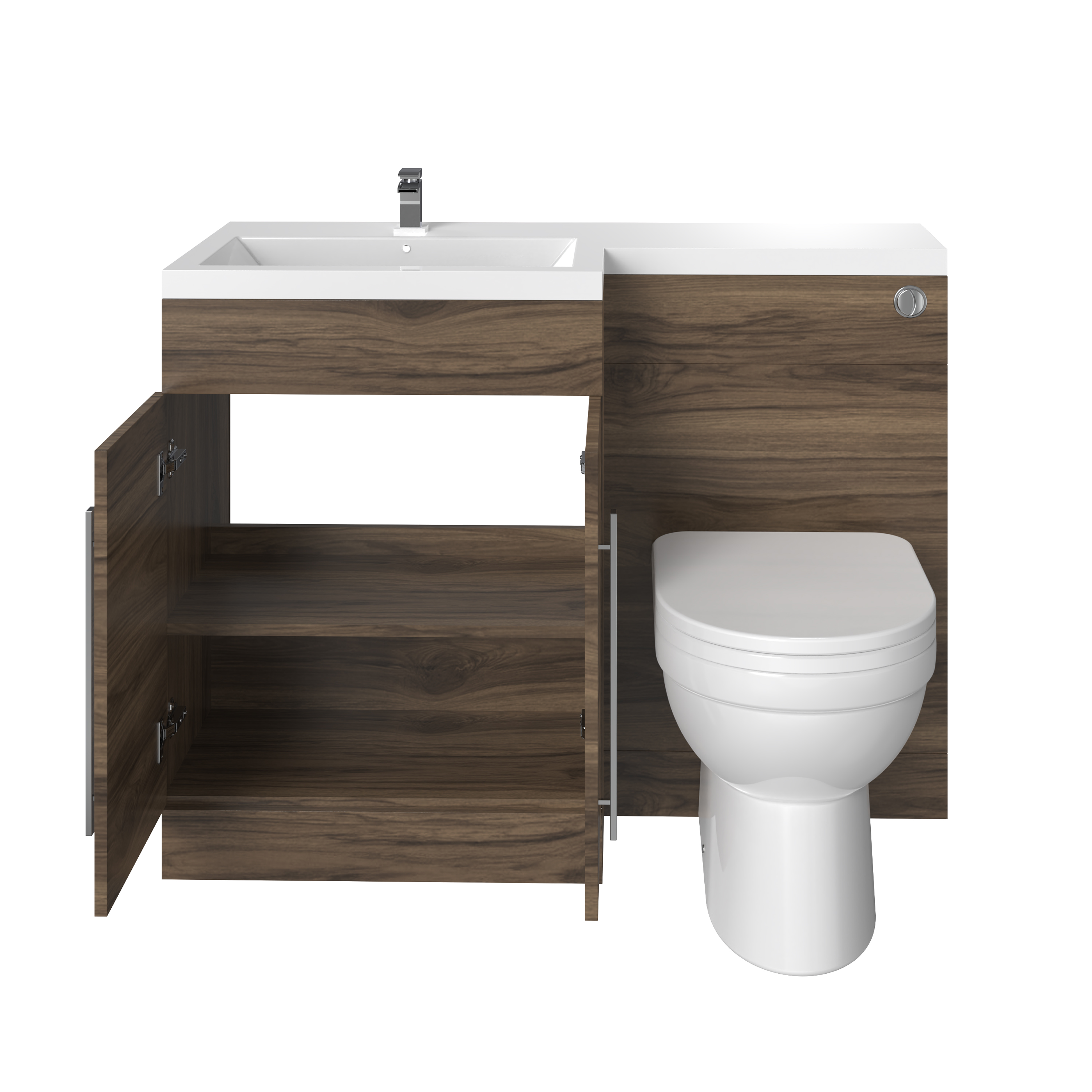 L-Shape Vanity Unit LH/RH Basin Sink Back to Wall Toilet Bathroom Tall ...