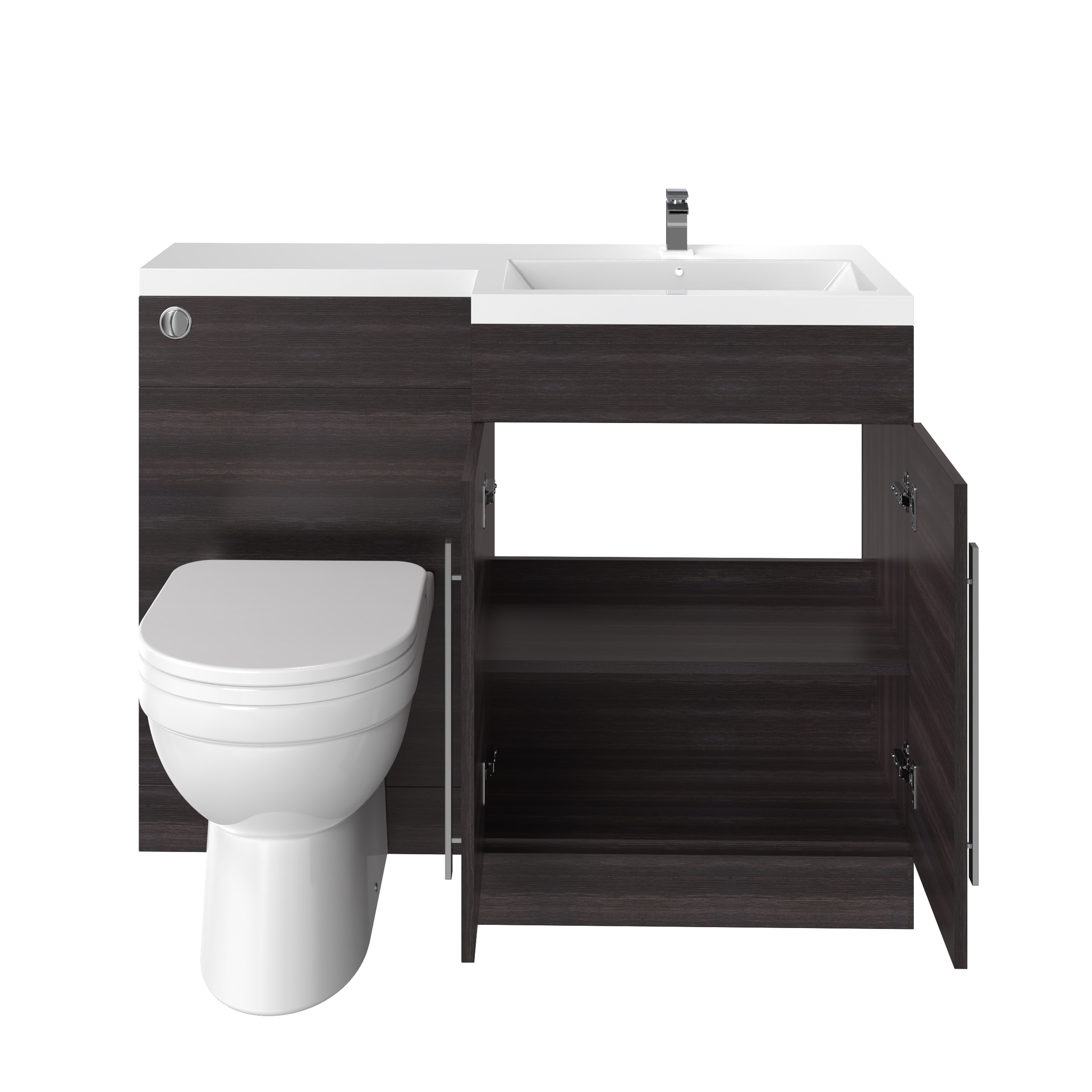 L-Shape Vanity Unit LH/RH Basin Sink Back to Wall Toilet Bathroom Tall ...