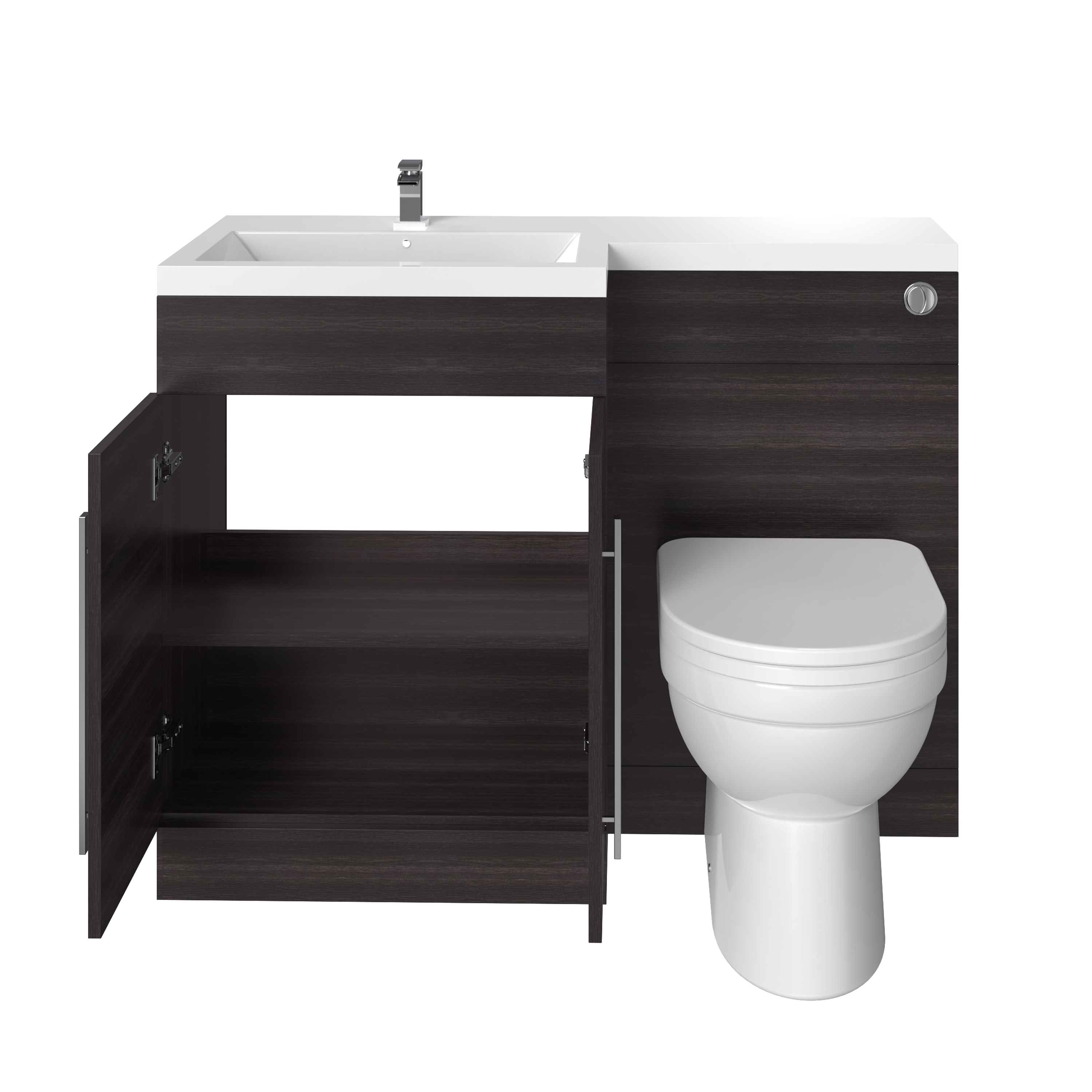 L-Shape Vanity Unit LH/RH Basin Sink Back to Wall Toilet Bathroom Tall ...