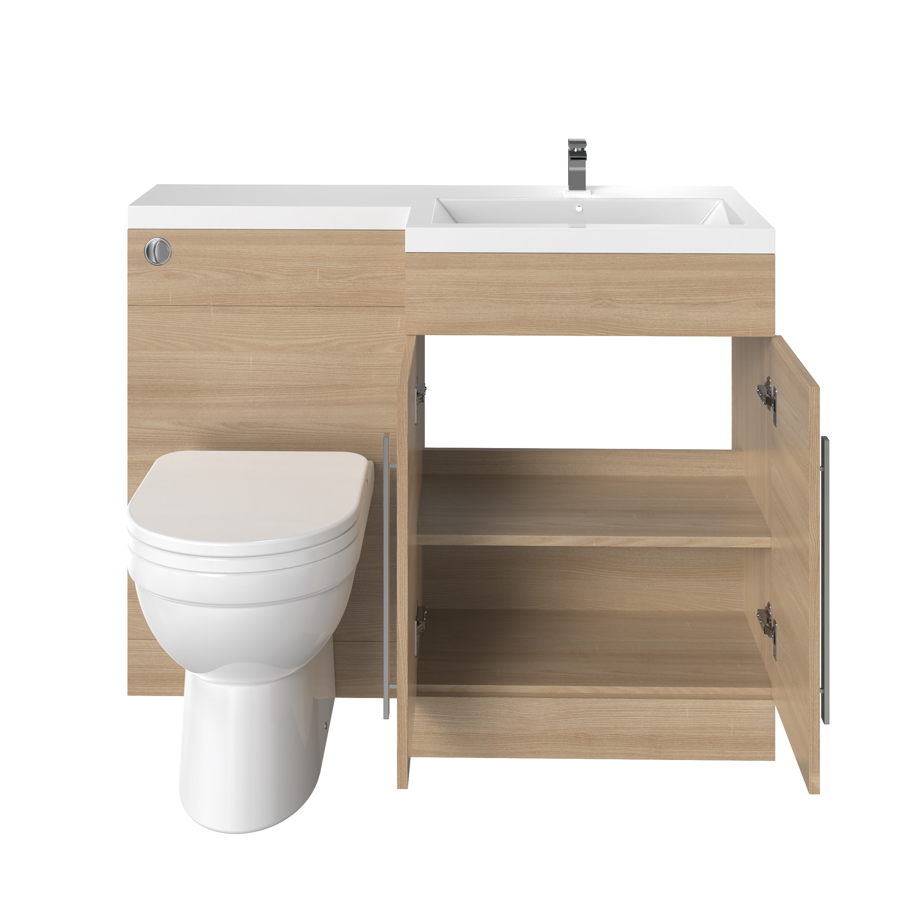 L-Shape Vanity Unit LH/RH Basin Sink Back to Wall Toilet Bathroom Tall ...