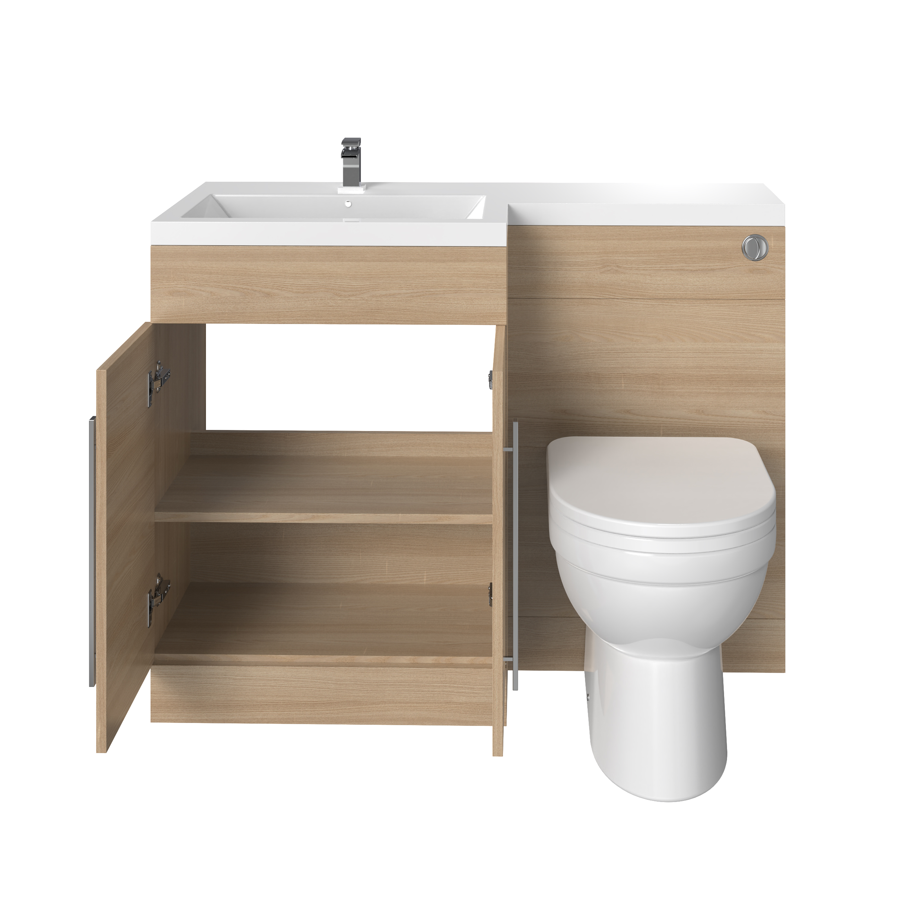 L-Shape Vanity Unit LH/RH Basin Sink Back to Wall Toilet Bathroom Tall ...