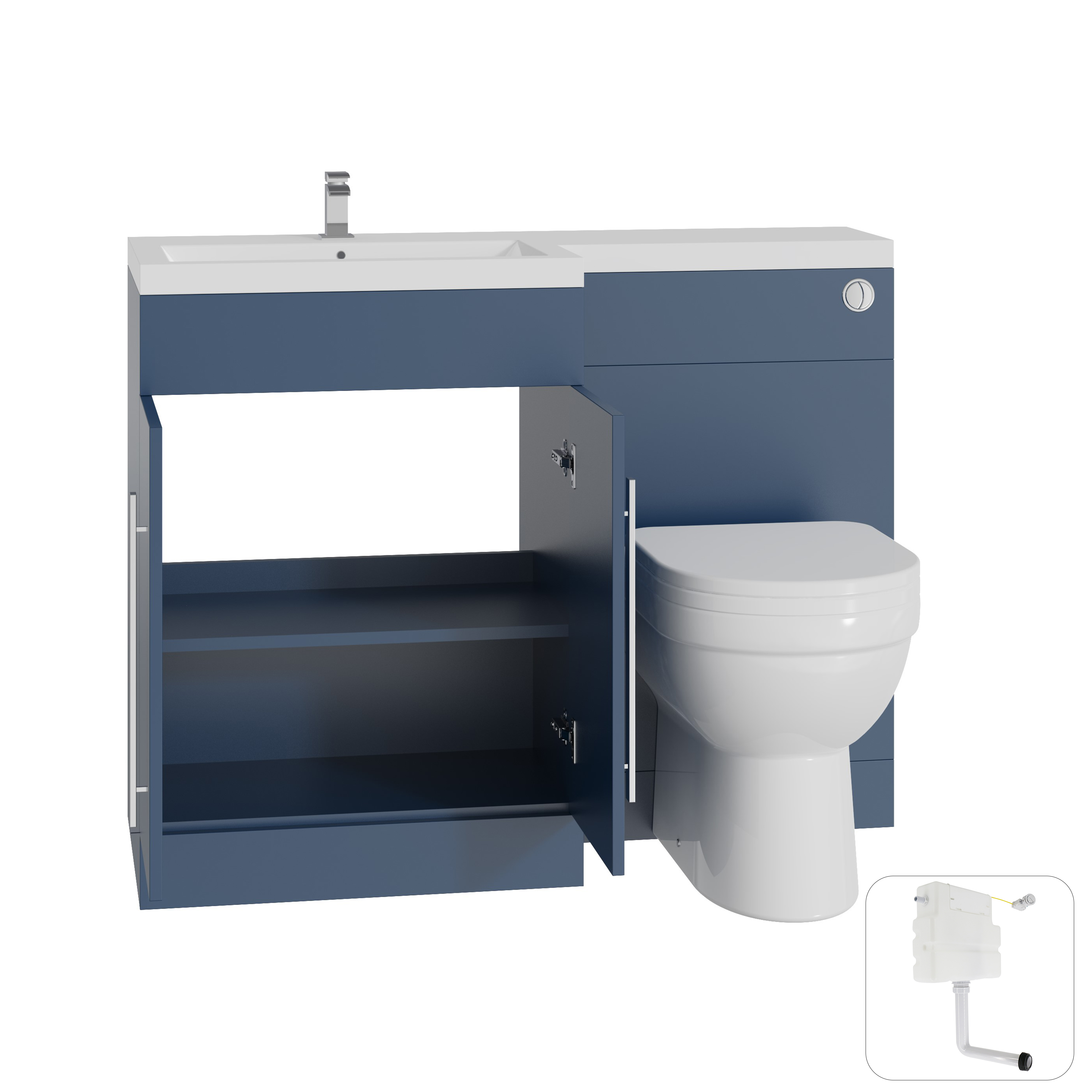 Bathroom Matt Navy Blue Furniture Suite Basin BTW Toilet LH RH Vanity ...