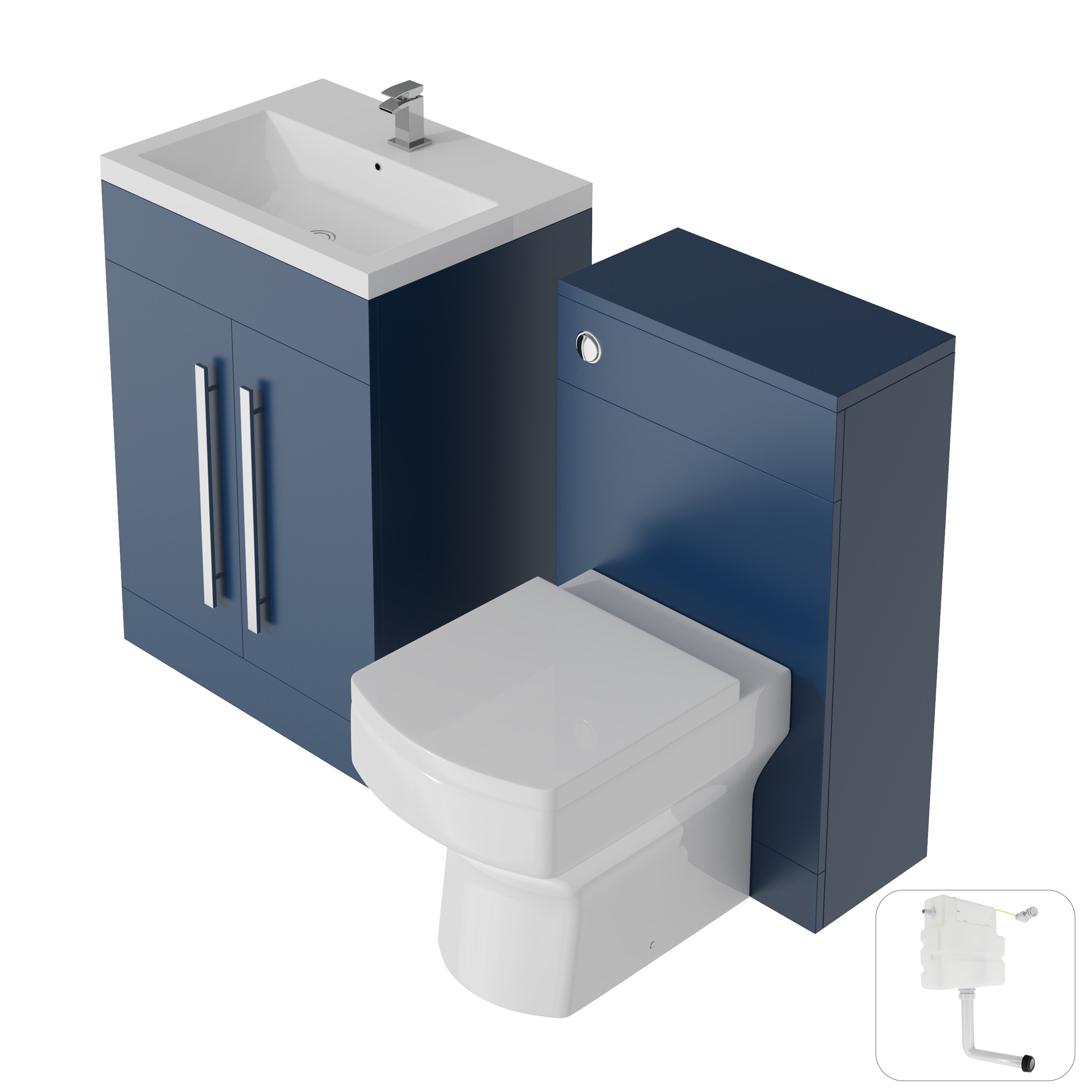 Bathroom Matt Navy Blue Furniture Suite Basin BTW Toilet LH RH Vanity ...