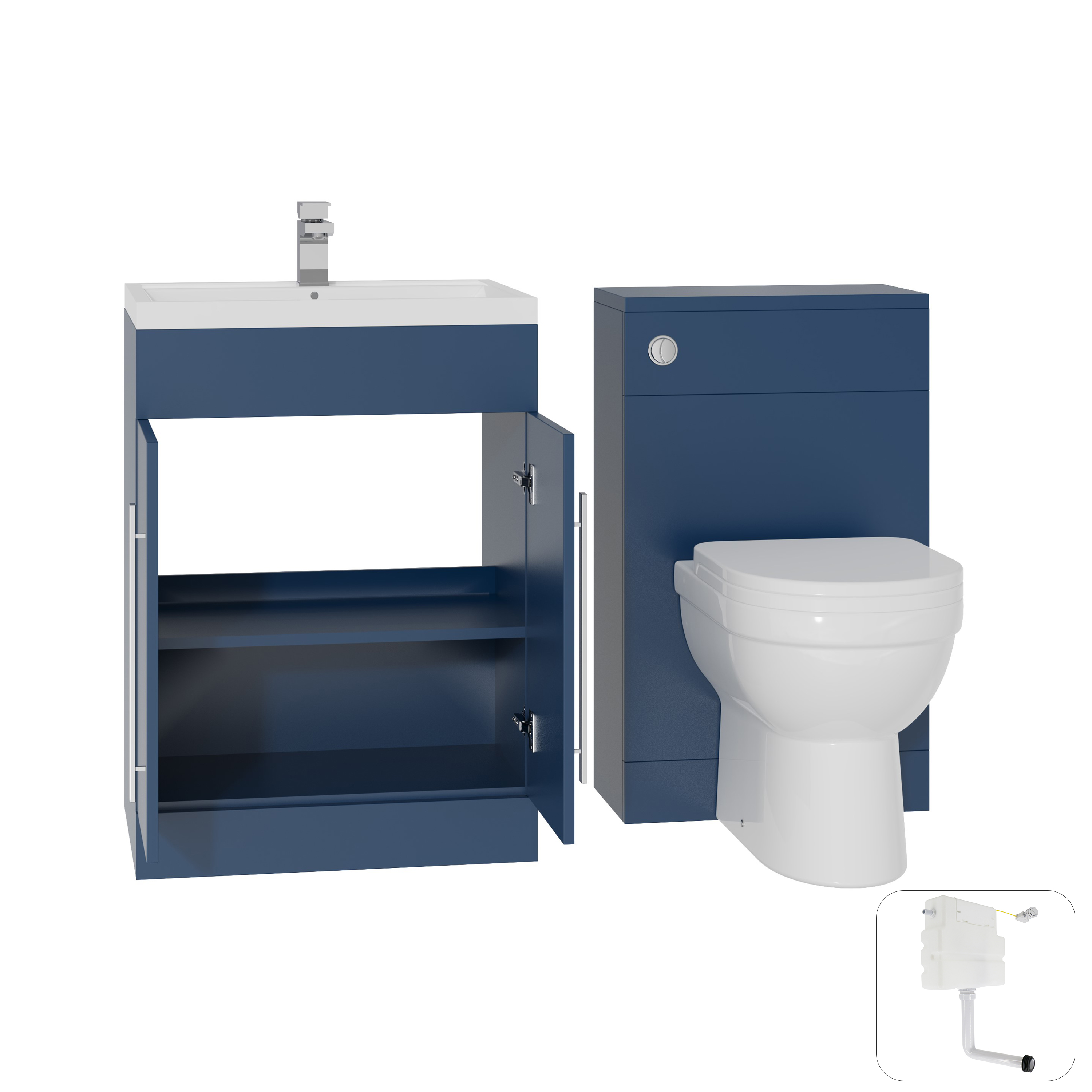 Bathroom Matt Navy Blue Furniture Suite Basin BTW Toilet LH RH Vanity ...
