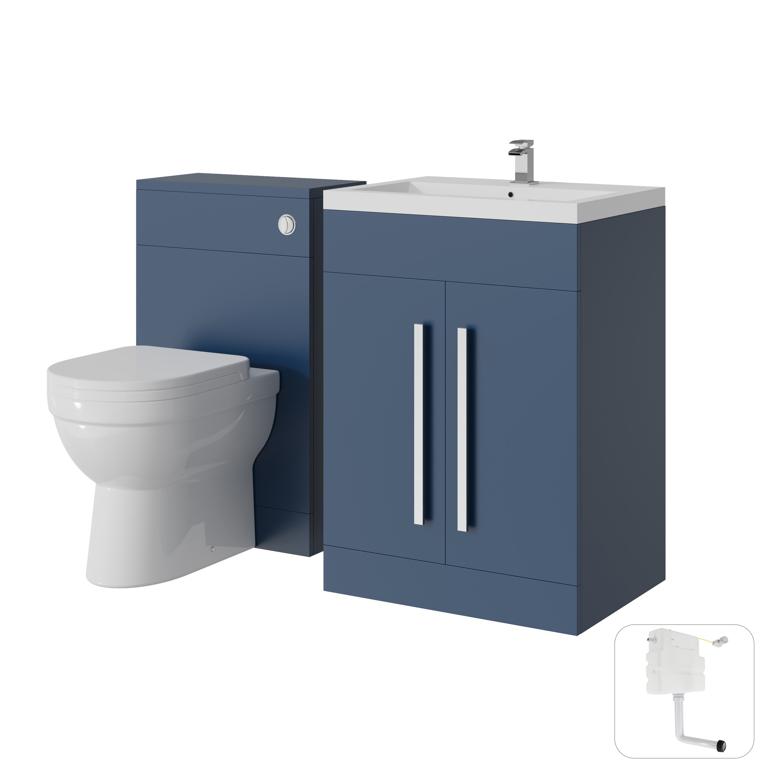 Bathroom Matt Navy Blue Furniture Suite Basin BTW Toilet LH RH Vanity ...