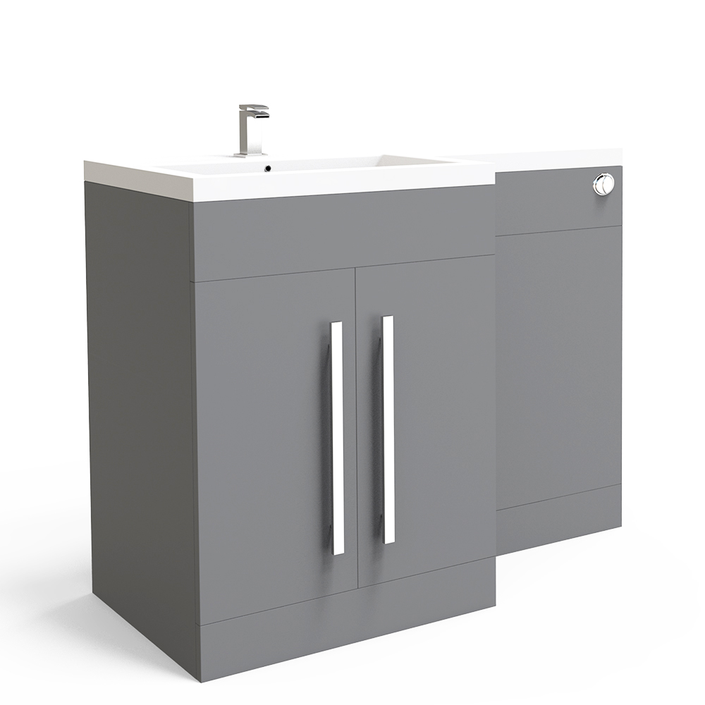 Bathroom Combined Furniture 1100mm L Shape Vanity Unit RH LH Basin Sink ...