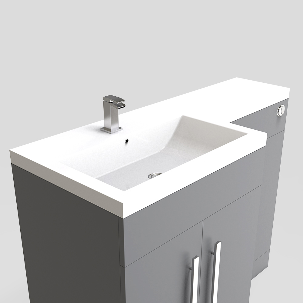Bathroom Combined Furniture 1100mm L Shape Vanity Unit RH LH Basin Sink ...