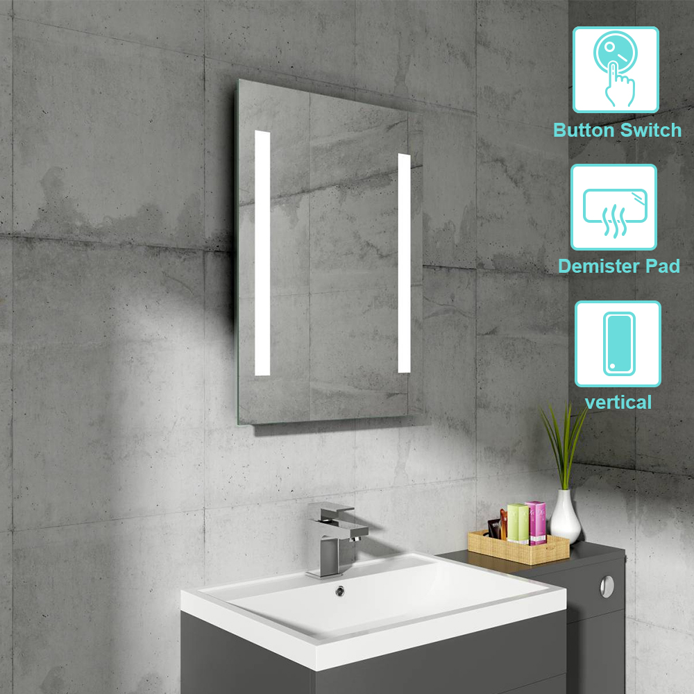 LED Illuminated Bathroom Mirror Light Demister Pad W/ Button Touch ...