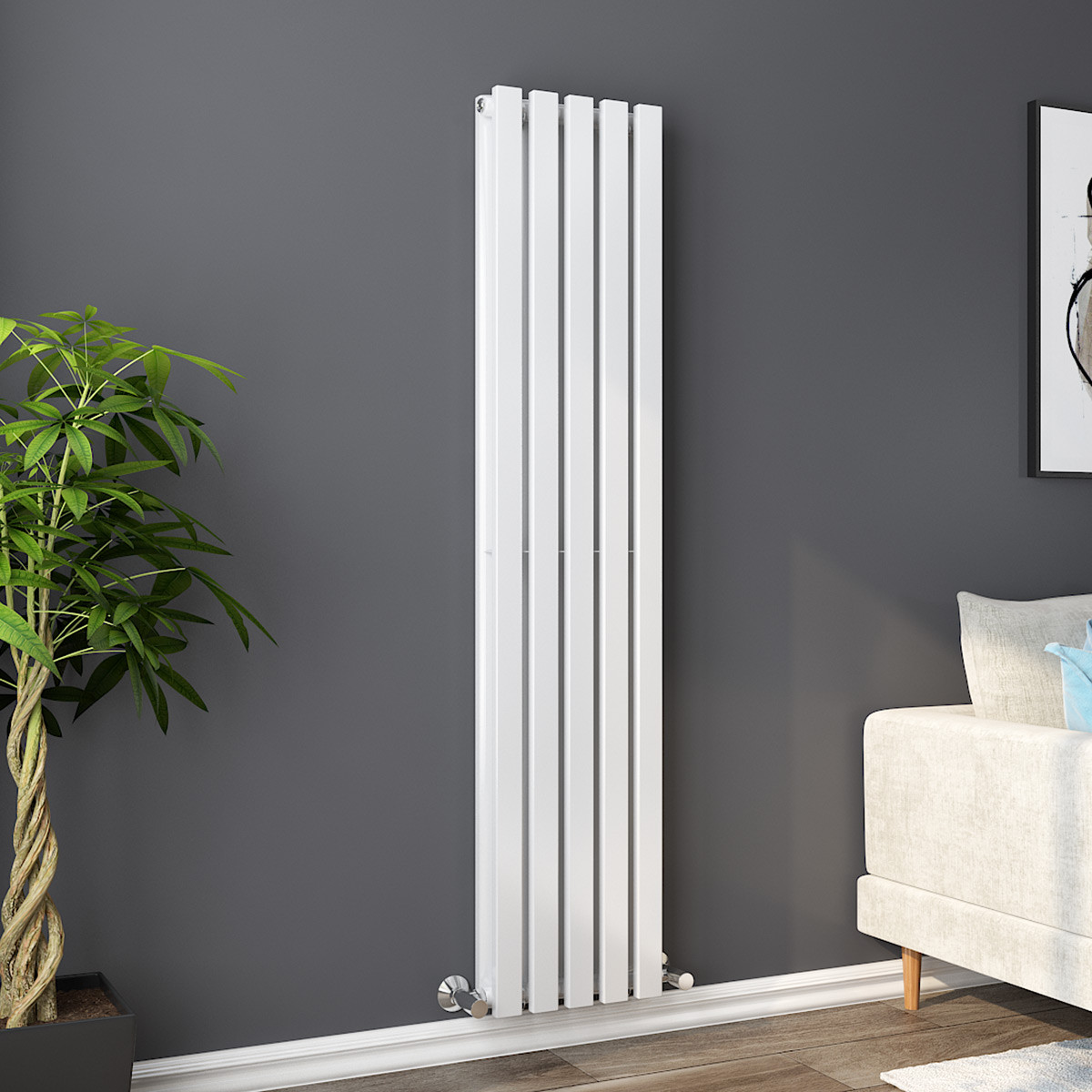 White Designer Radiator Vertical Horizontal Flat D Shape Rads Central ...