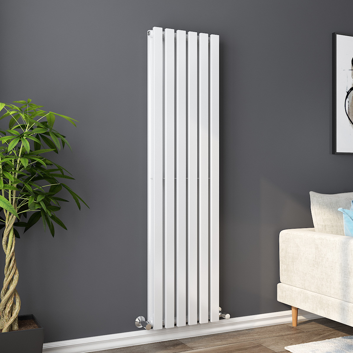 White Designer Radiator Vertical Horizontal Flat D Shape Rads Central ...